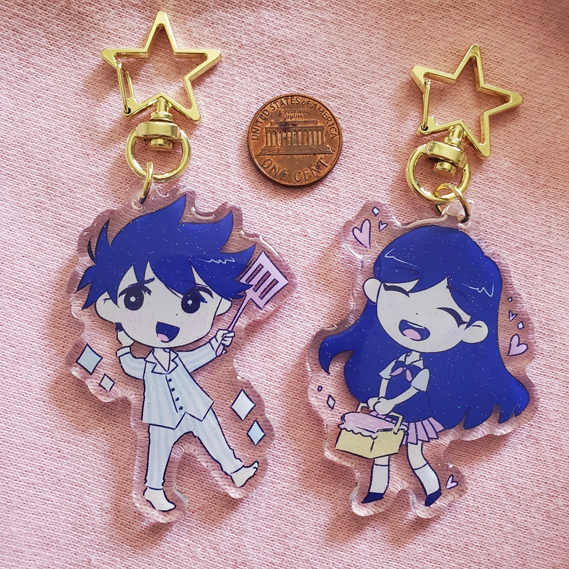 OMORI acrylic charm keychains double sided glossy glitter | Etsy
