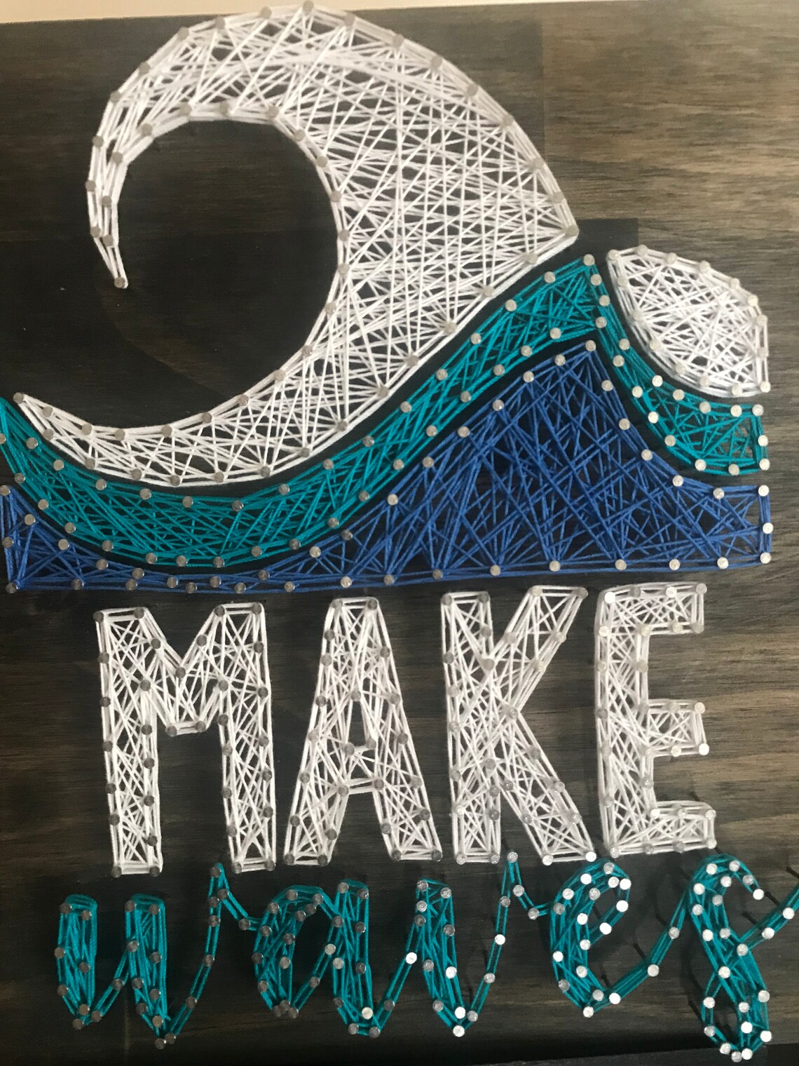 Wave String Art MAKE WAVES Signo de madera de farmhouse hecho | Etsy