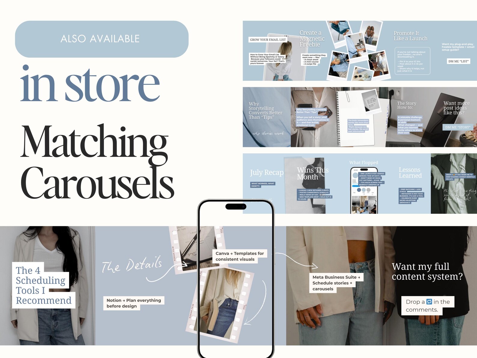 Blue Instagram Templates, Content Creator Bundle, Digital Marketing ...