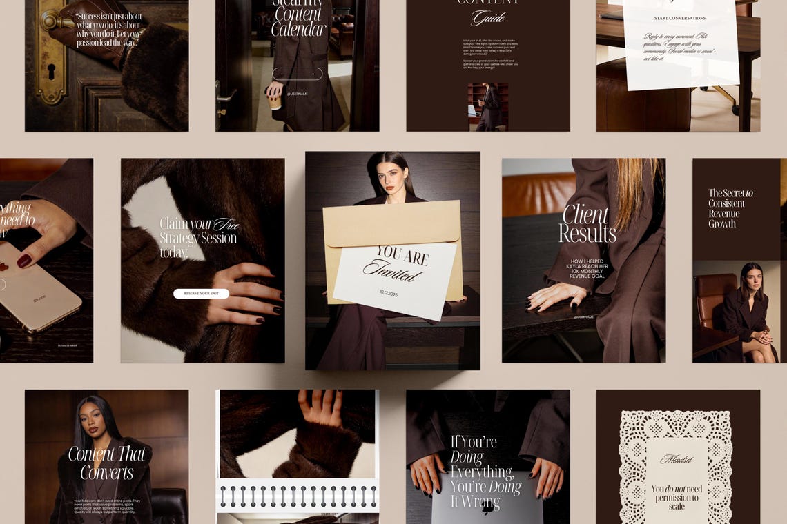 Instagram Templates Canva for Social Media Manager, Brown Neutral ...