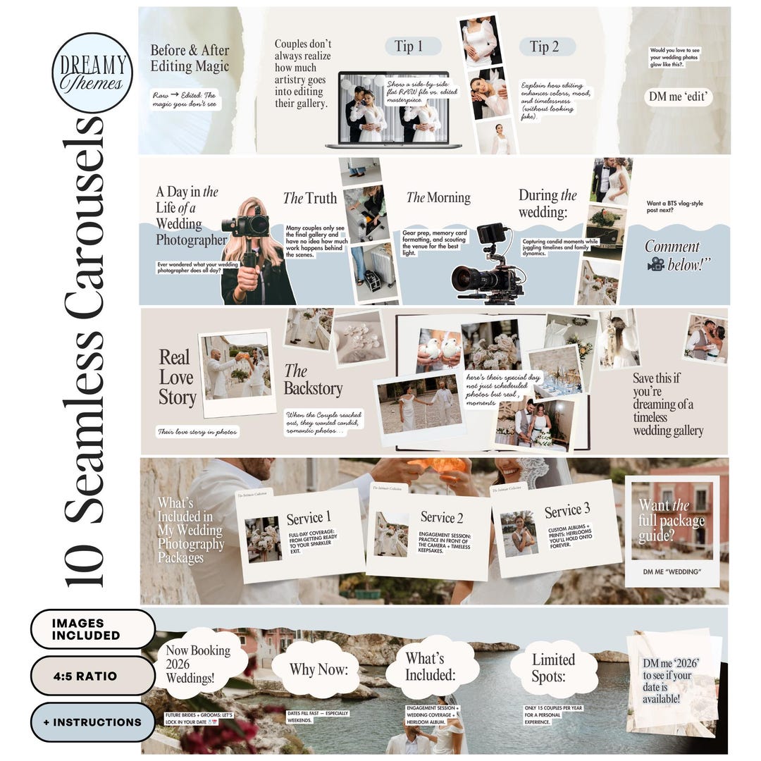 Instagram Carousel Templates , Photographer Instagram Posts, Seamless ...