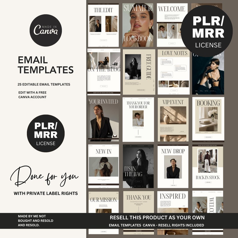 Minimalist Email Templates: Editable Canva Business E-mail (MRR PLR) - Etsy