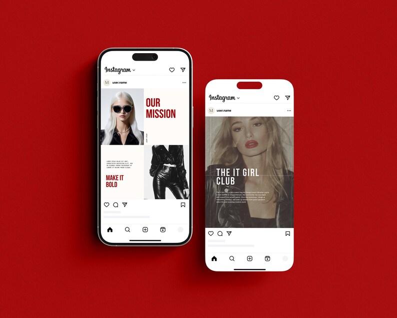 Red Instagram Post Templates, Content Creator Bundle (digital Download ...