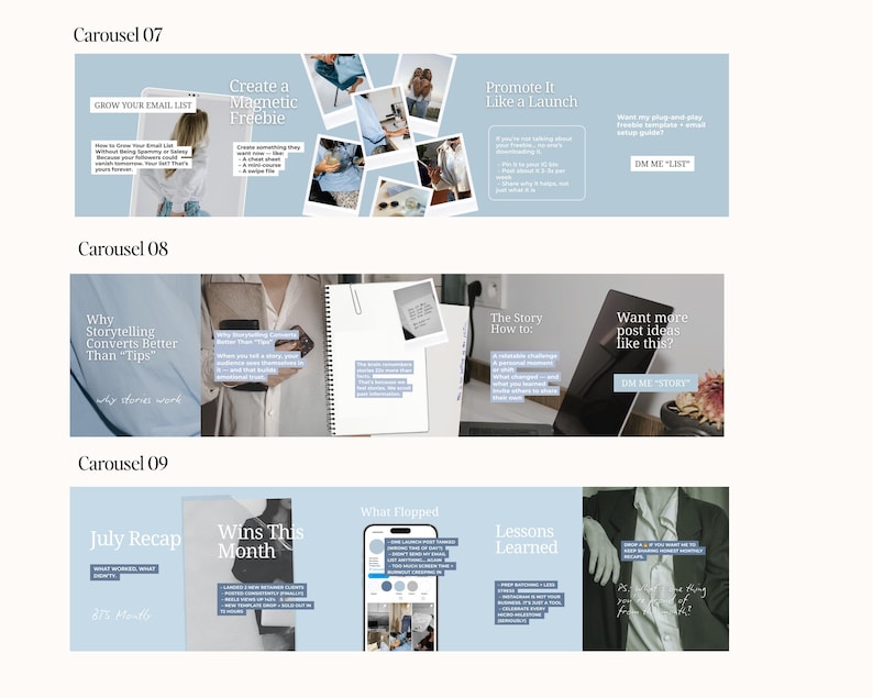 Blue Instagram Carousel Templates, Social Media Managers (canva) - Etsy