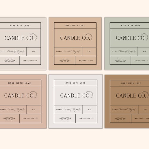 Simple Candle Label Template / Editable Candle Labels / - Etsy