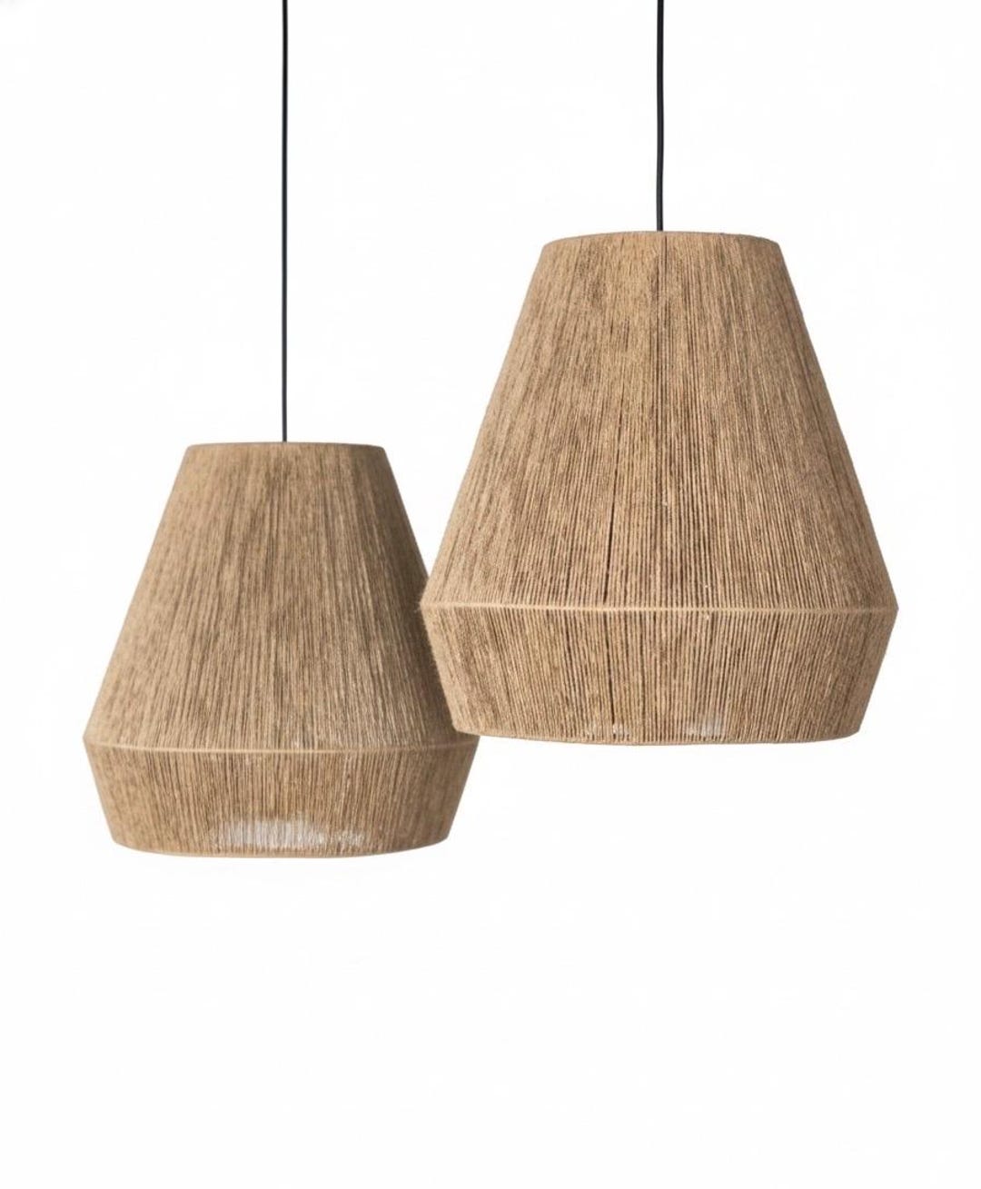 Boho Jute Pendant Light | Handmade Woven Ceiling Lamp | Rustic Boho ...