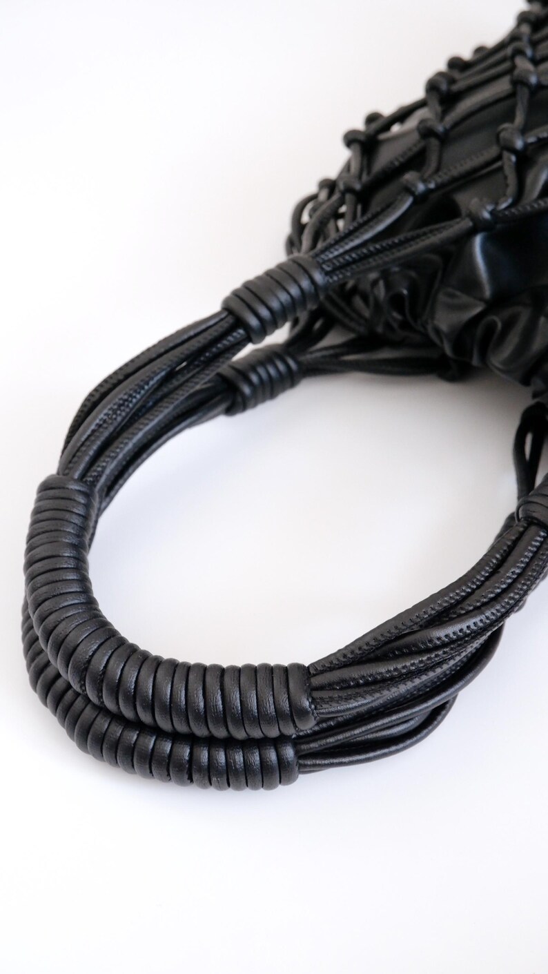 Macrame Leather Fish Net Bag | Macrame Net Bag | Macrame Luxury Bag - Etsy