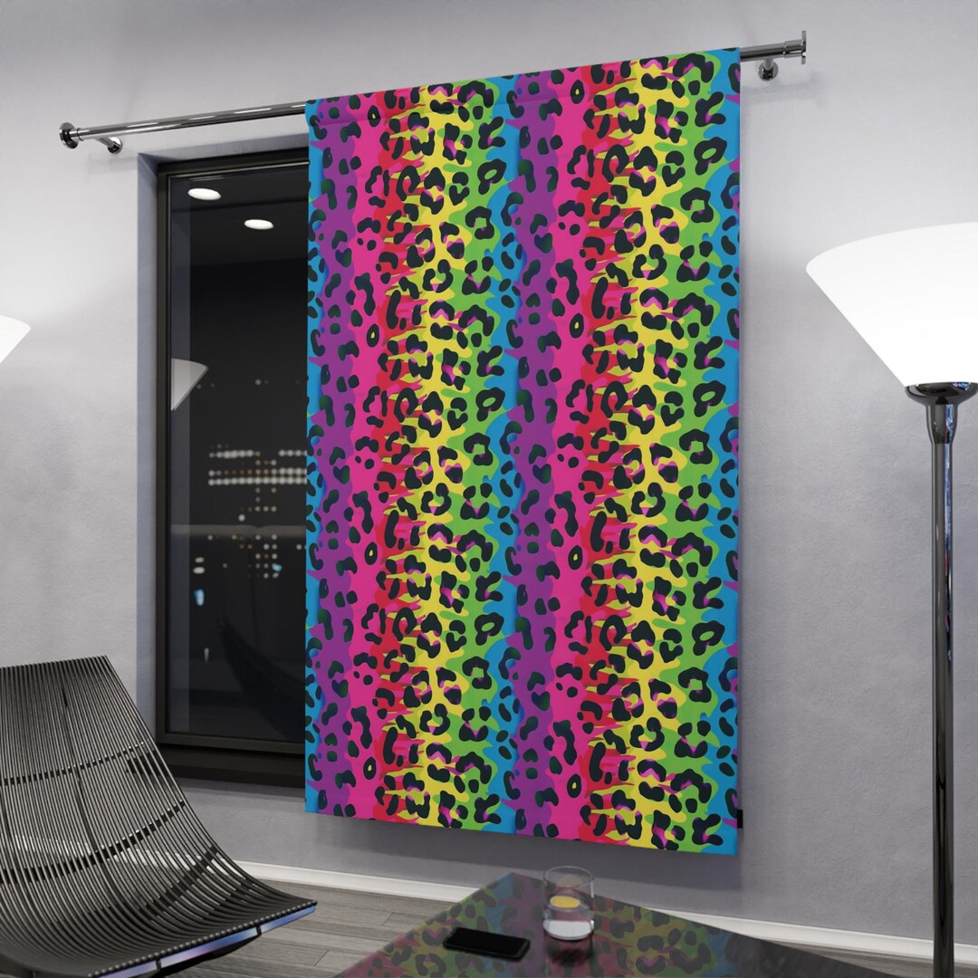 Rainbow Leopard Print Window Curtains, Colorful Room Decor, Vibrant ...