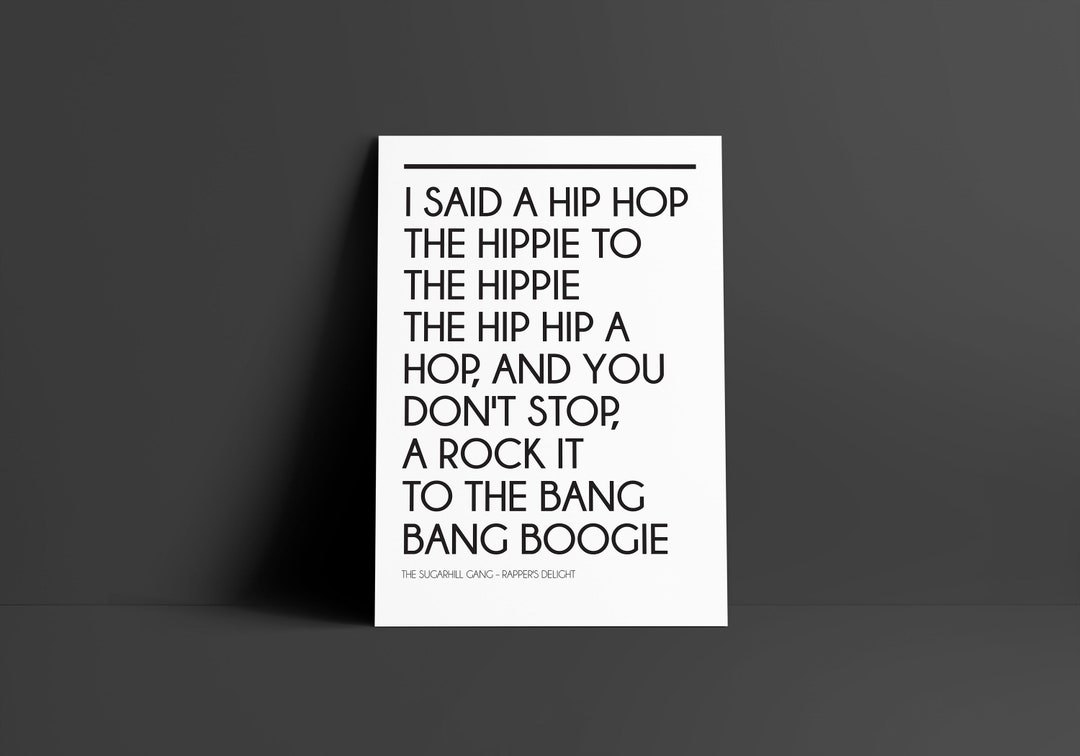 Rappers Delight Lyric Print | Sugarhill Gang Typographic Poster (A3 ...