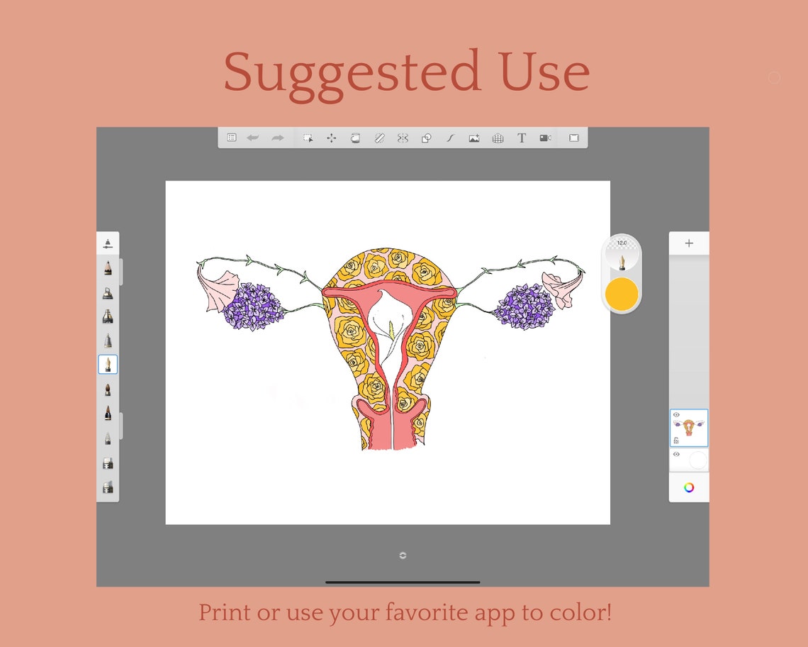Floral Uterus Coloring Page - Etsy