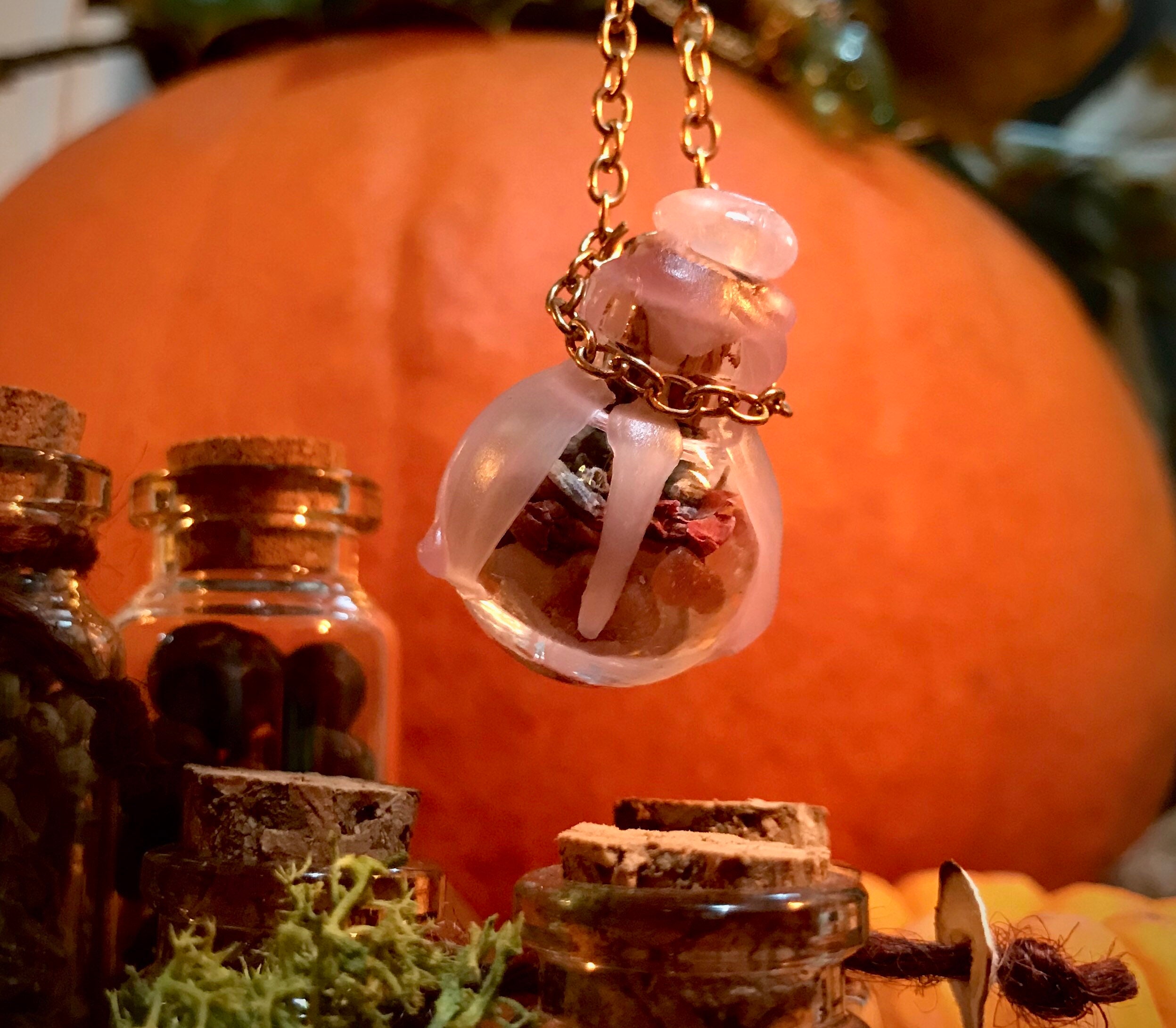 Spell Bottle Witch Pendant Ritual Witchy Talisman With Herbs and ...