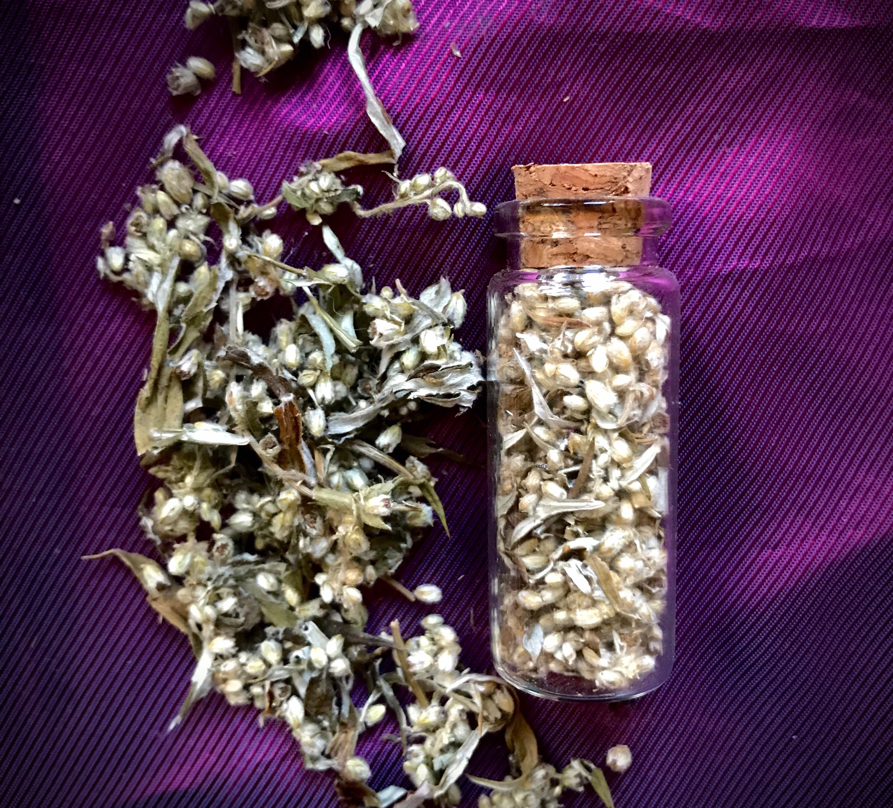 Altar Ritual Herbs and Resins in Rustic Bottles Wormwood, Lavender ...