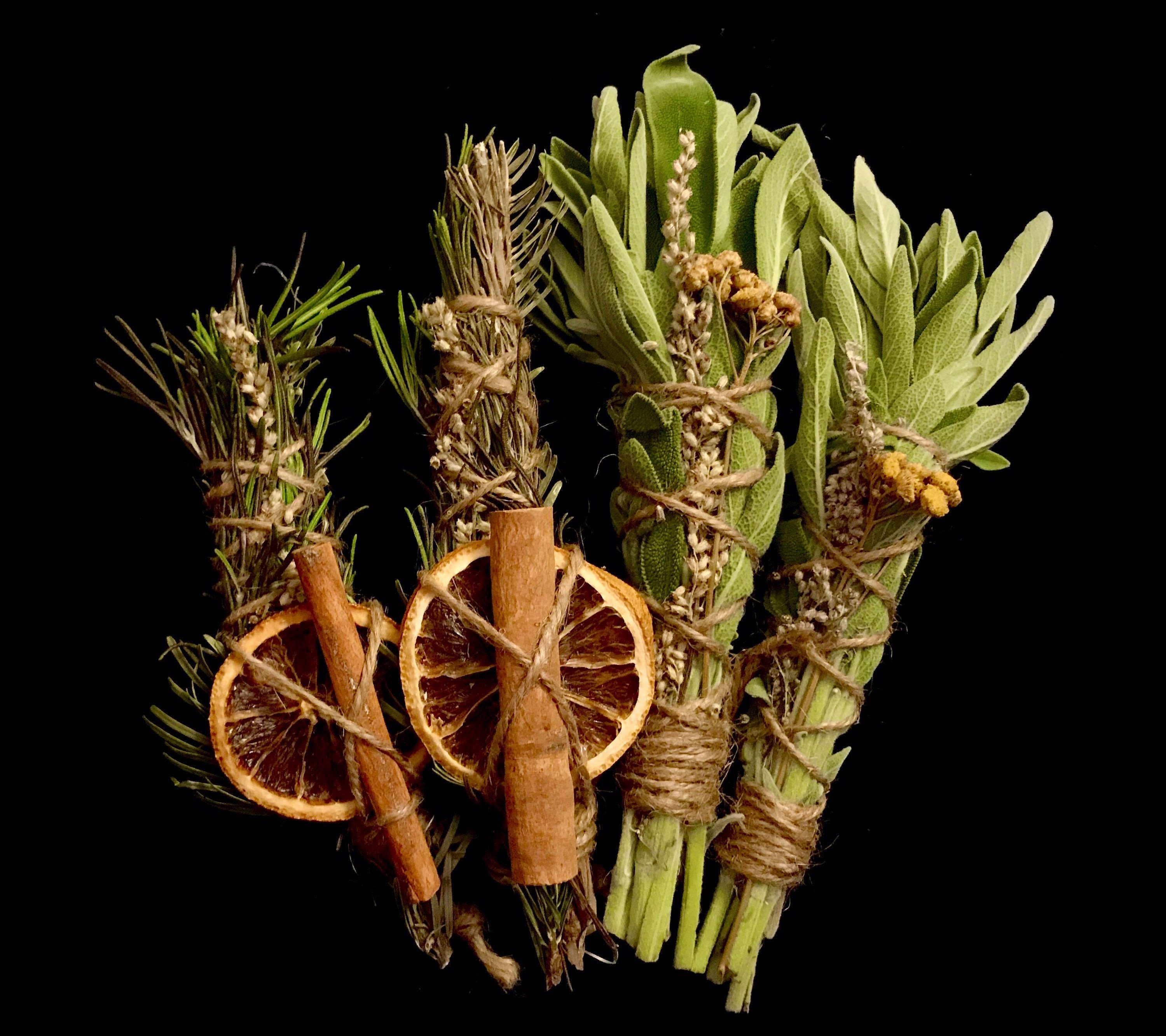 Smudge Cleansing Stick Herb Bunch for Yule Solstice With - Etsy