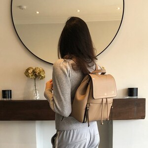 Personalised Backpack With Initials - Rucksack in Tan Camel Colour ...