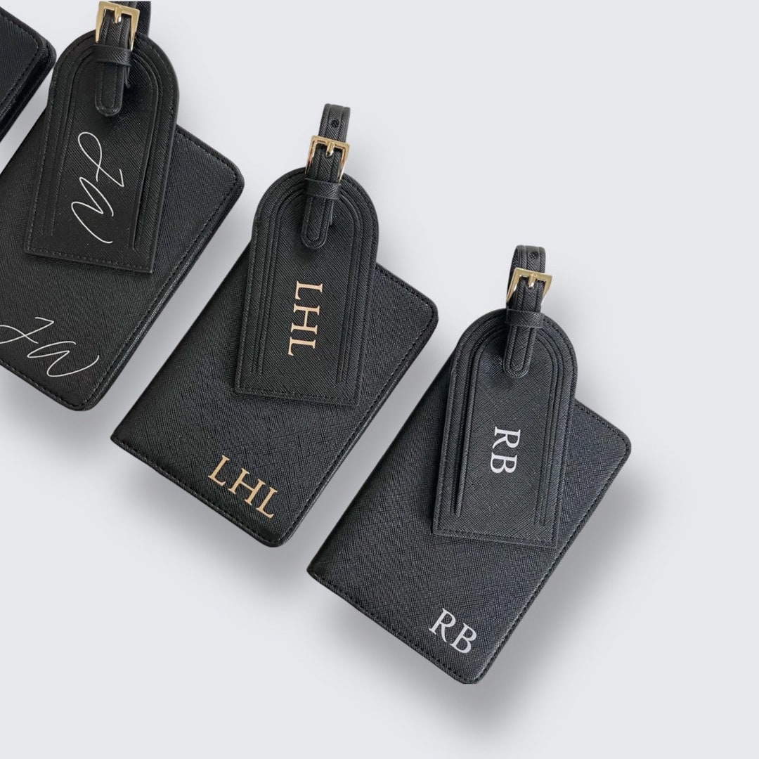 Personalised Black Passport Cover & Luggage Tag Set Travel Gift - Etsy