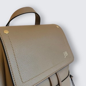 Personalised Backpack With Initials - Rucksack in Tan Camel Colour ...