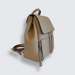 Personalised Backpack With Initials - Rucksack in Tan Camel Colour ...