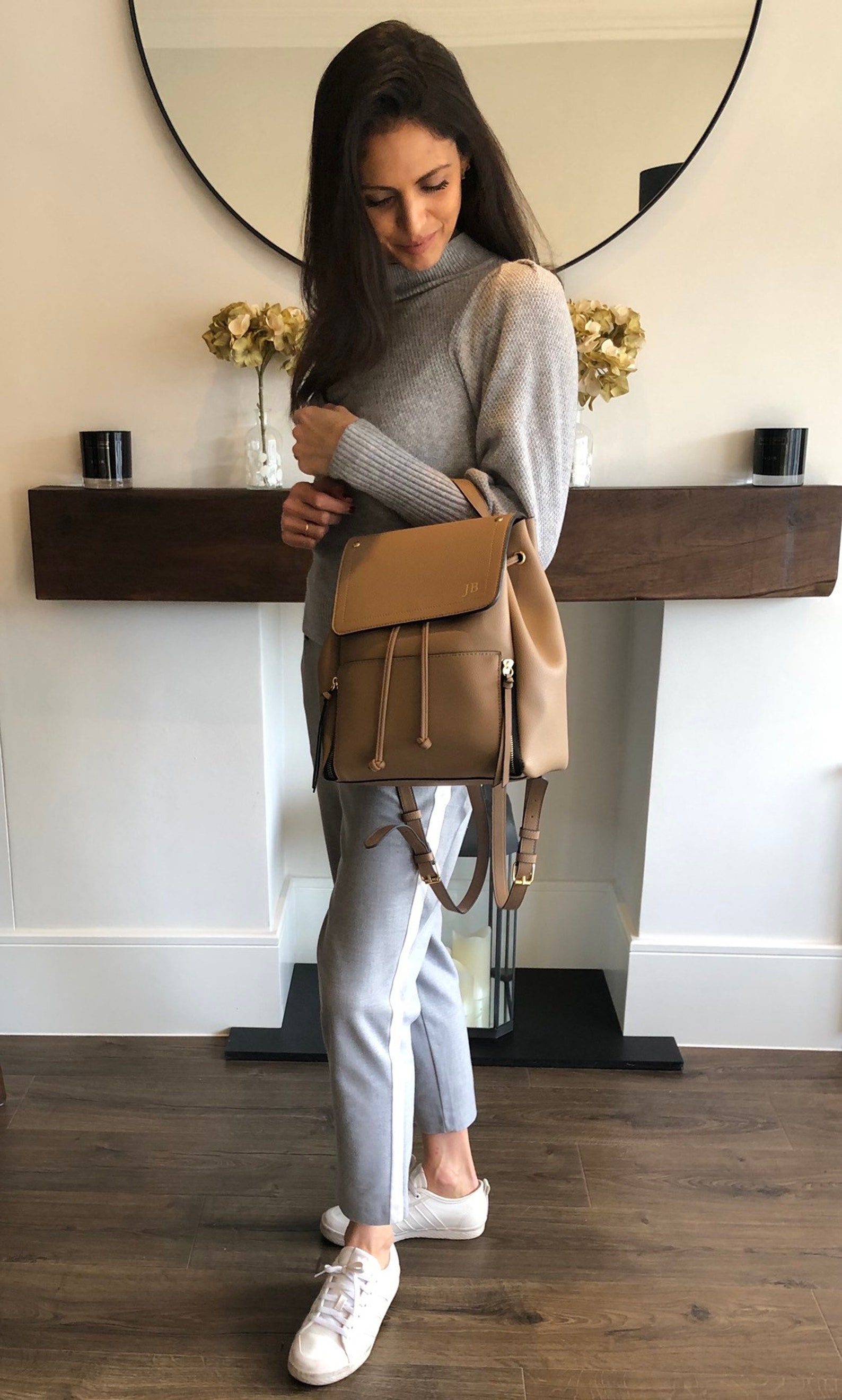 Personalised Backpack With Initials Rucksack in Tan Camel | Etsy