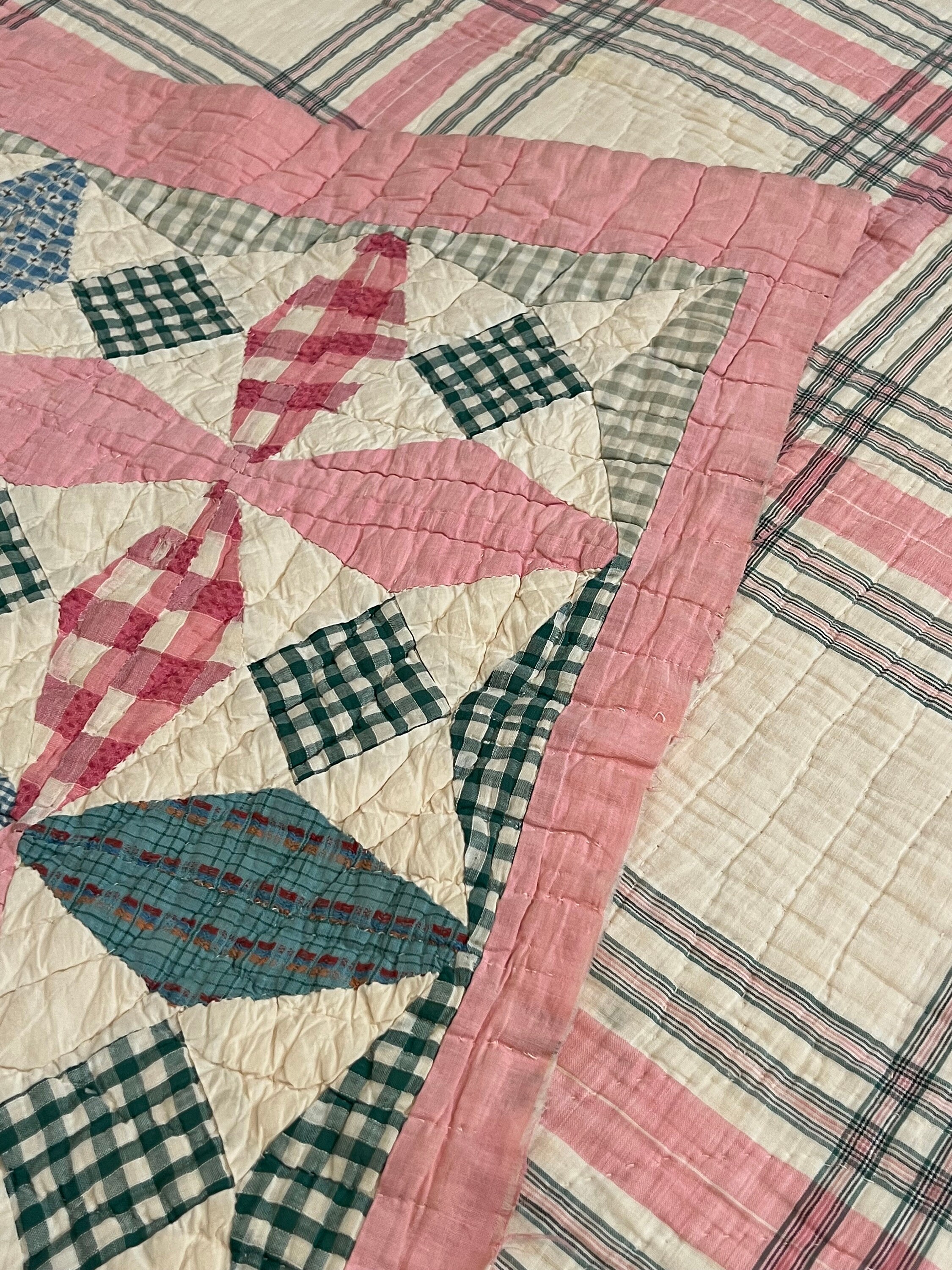 Quilt Vintage Scrappy Quilt Plaid Fabric Checked Fabric - Etsy