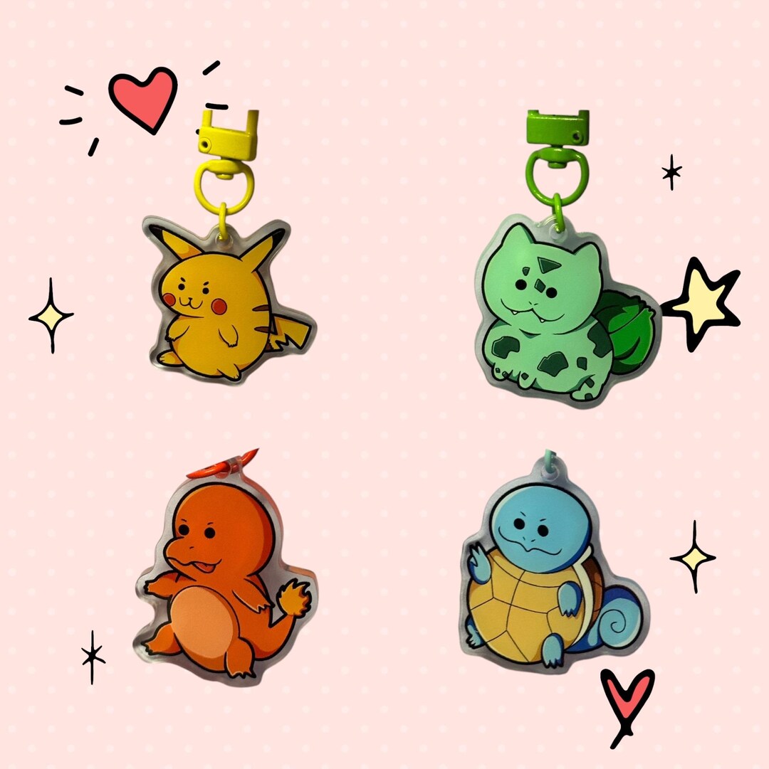 Poke Starters: Chibi Bean Acrylic Keychains 1.5” - Etsy