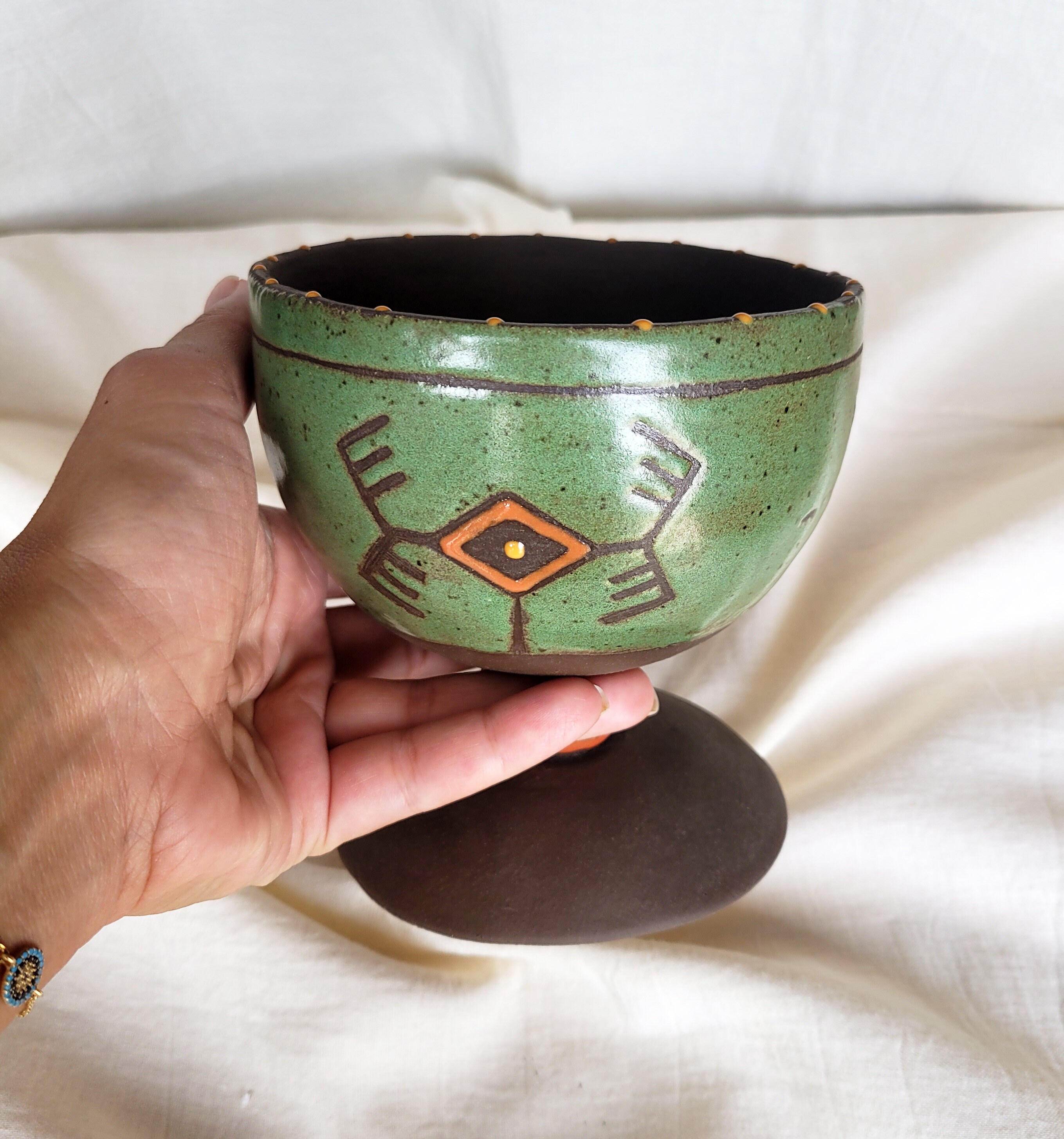 Green Pottery Planter Native American Decor Native American - Etsy