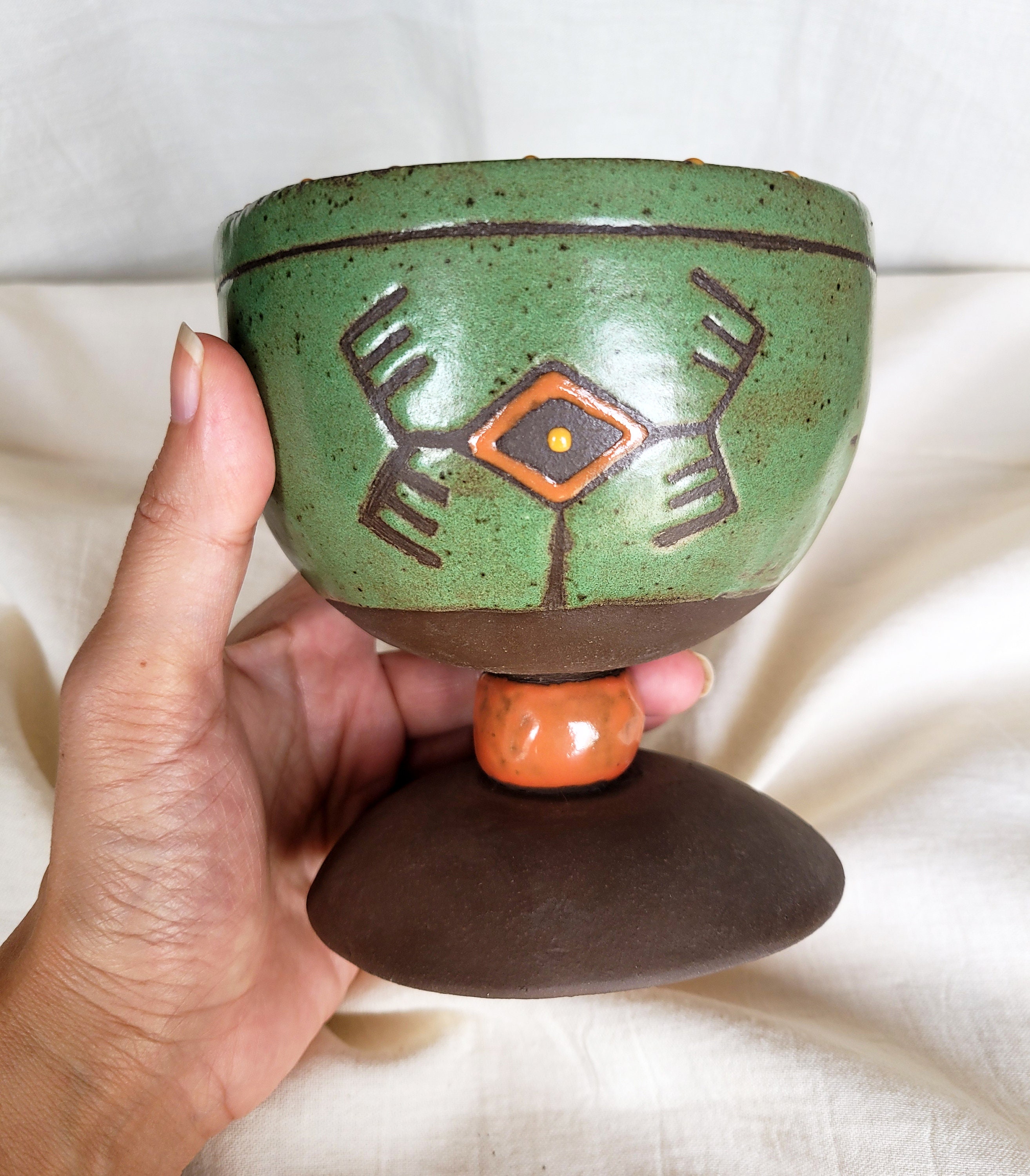 Green Pottery Planter Native American Decor Native American - Etsy