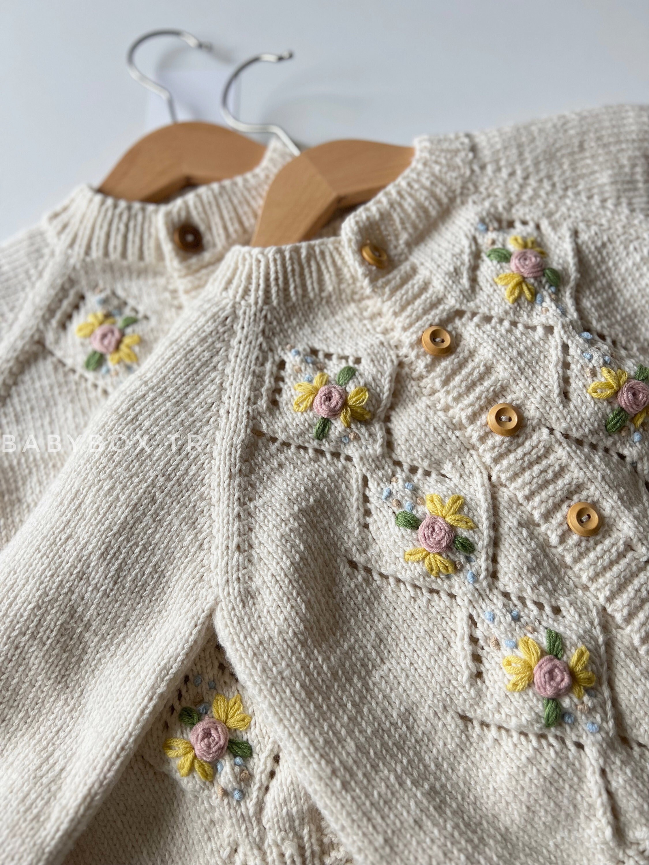 Flower Embroidered Baby Cardigan, Cardigan for Babies - Etsy