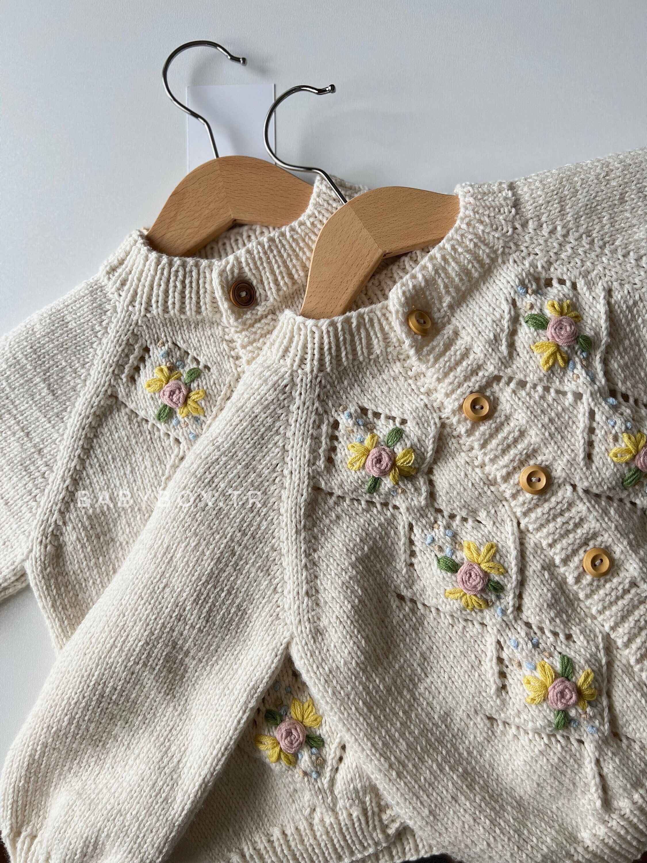 Flower Embroidered Baby Cardigan, Cardigan for Babies - Etsy