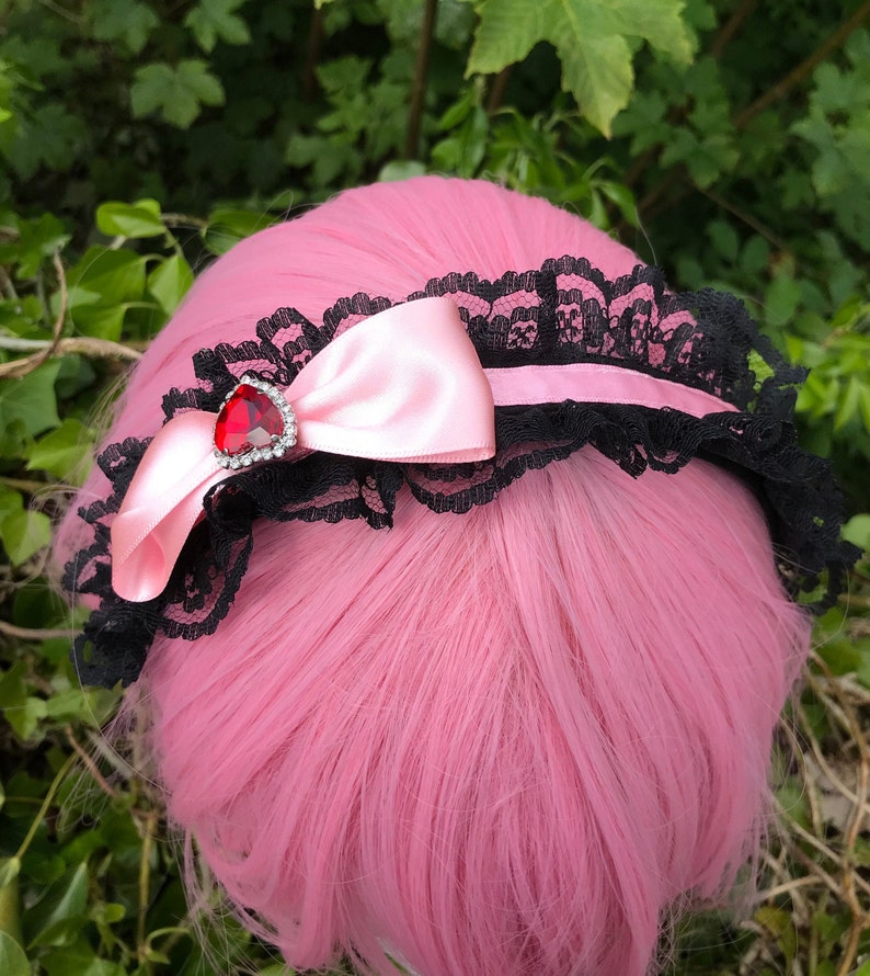 Frilly Black White Lace Hairband Headband Cameo Heart | Etsy