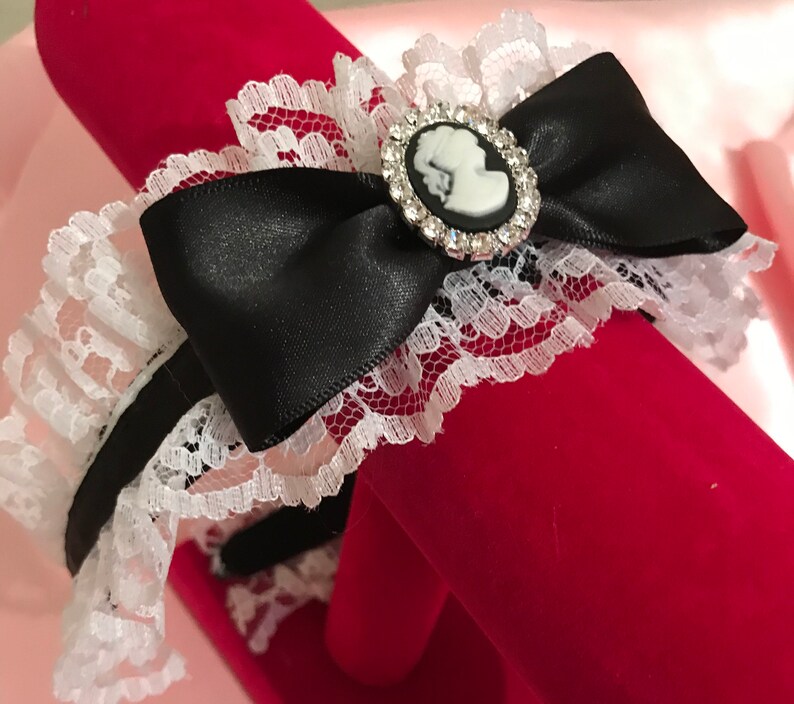 Frilly Black White Lace Hairband Headband Cameo Heart | Etsy