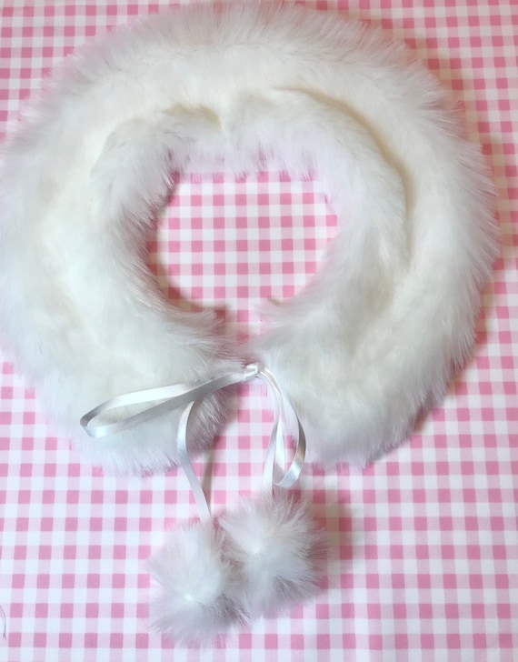 White Fluffy Faux Fur Collar Sweet Lolita Peter Pan Kawaii | Etsy