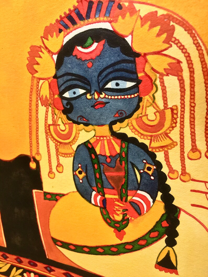 River Arunoda / Montain Mandara / Tree Devachuta / Madhubani Painting ...