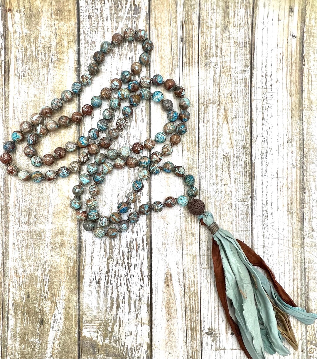 108 Meditation Mala, Natural Stone Mala, Calsilica Jasper Stone, Mantra ...