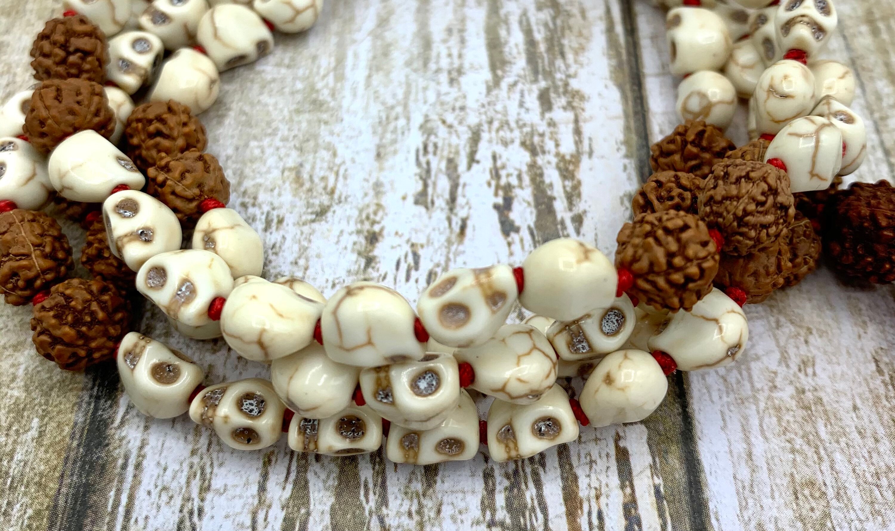 Skull Meditation Mala With Cotton Tassel, Hindu Goddess Kali Alter ...