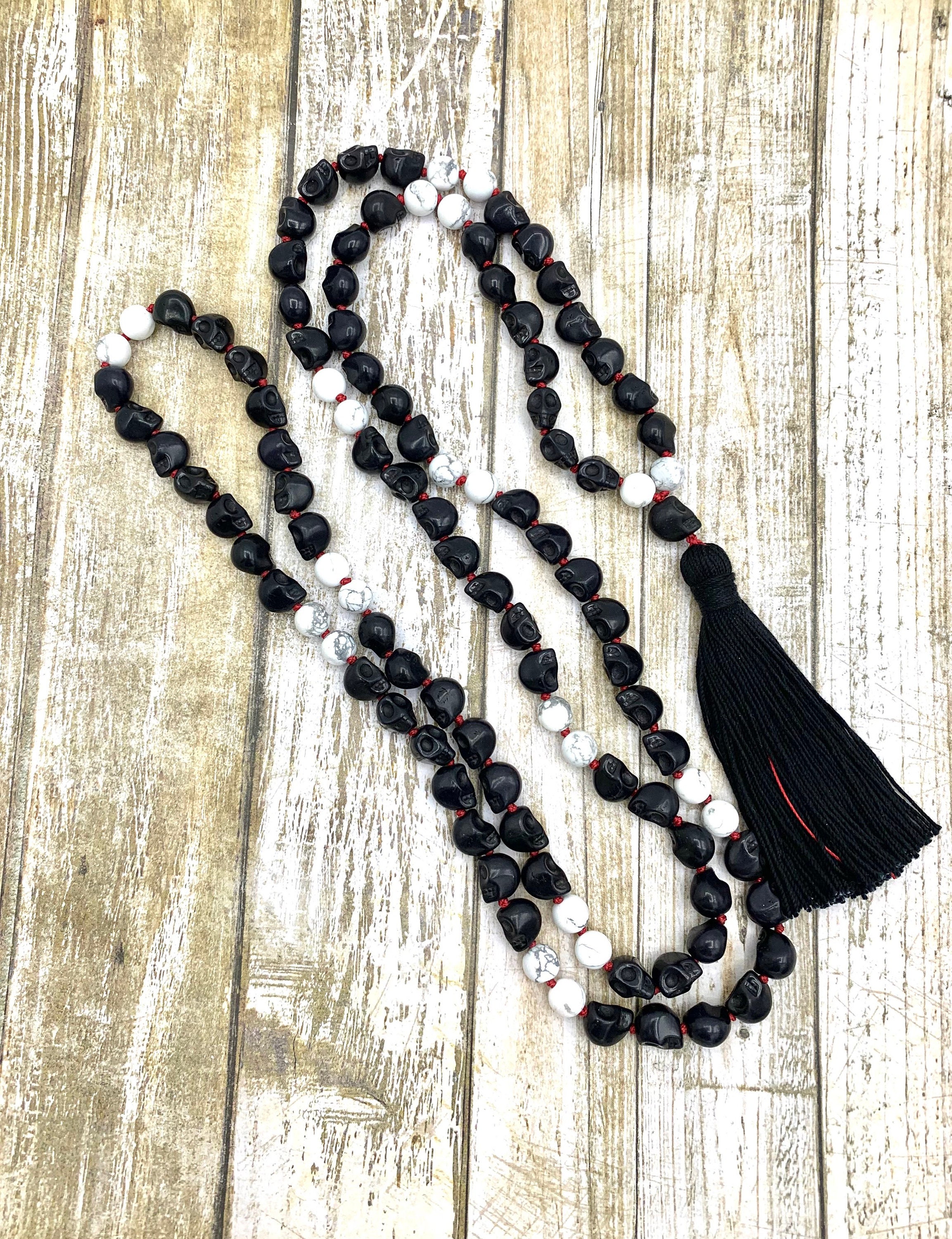 Skull Kali Mala 108 Black Skull Mala Necklace Alter Beads - Etsy