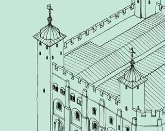 Isometric Hand Drawn Poster Print Lloyds Building - Etsy