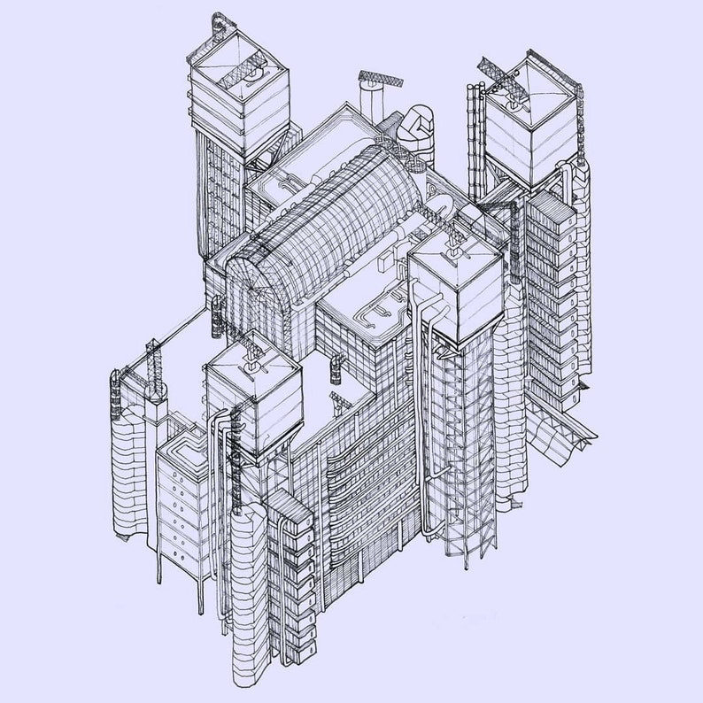 Isometric Hand Drawn Poster Print Lloyds Building | Etsy