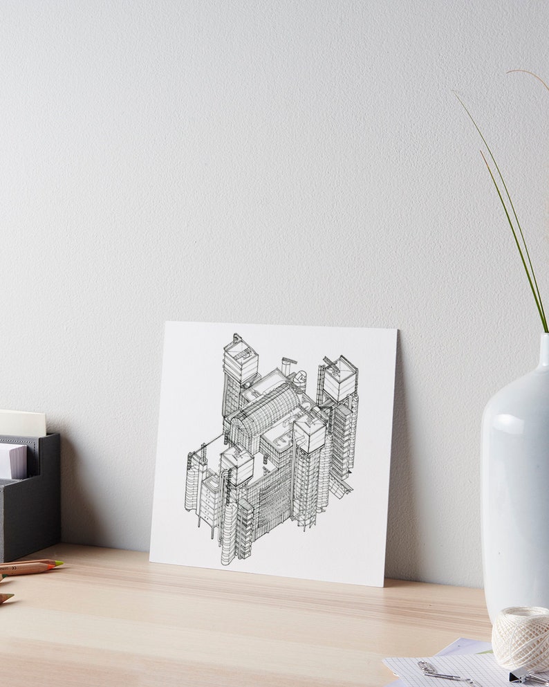 Isometric Hand Drawn Poster Print - Lloyds Building - Etsy