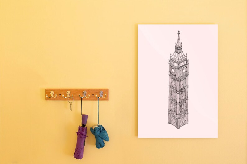 Isometric Hand Drawn Poster Print Big Ben - Etsy
