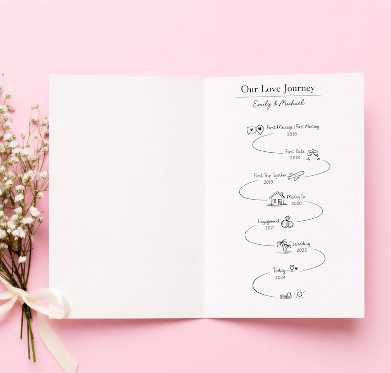 Personalized Love Story Card, Custom Relationship Timeline, Couple Line ...