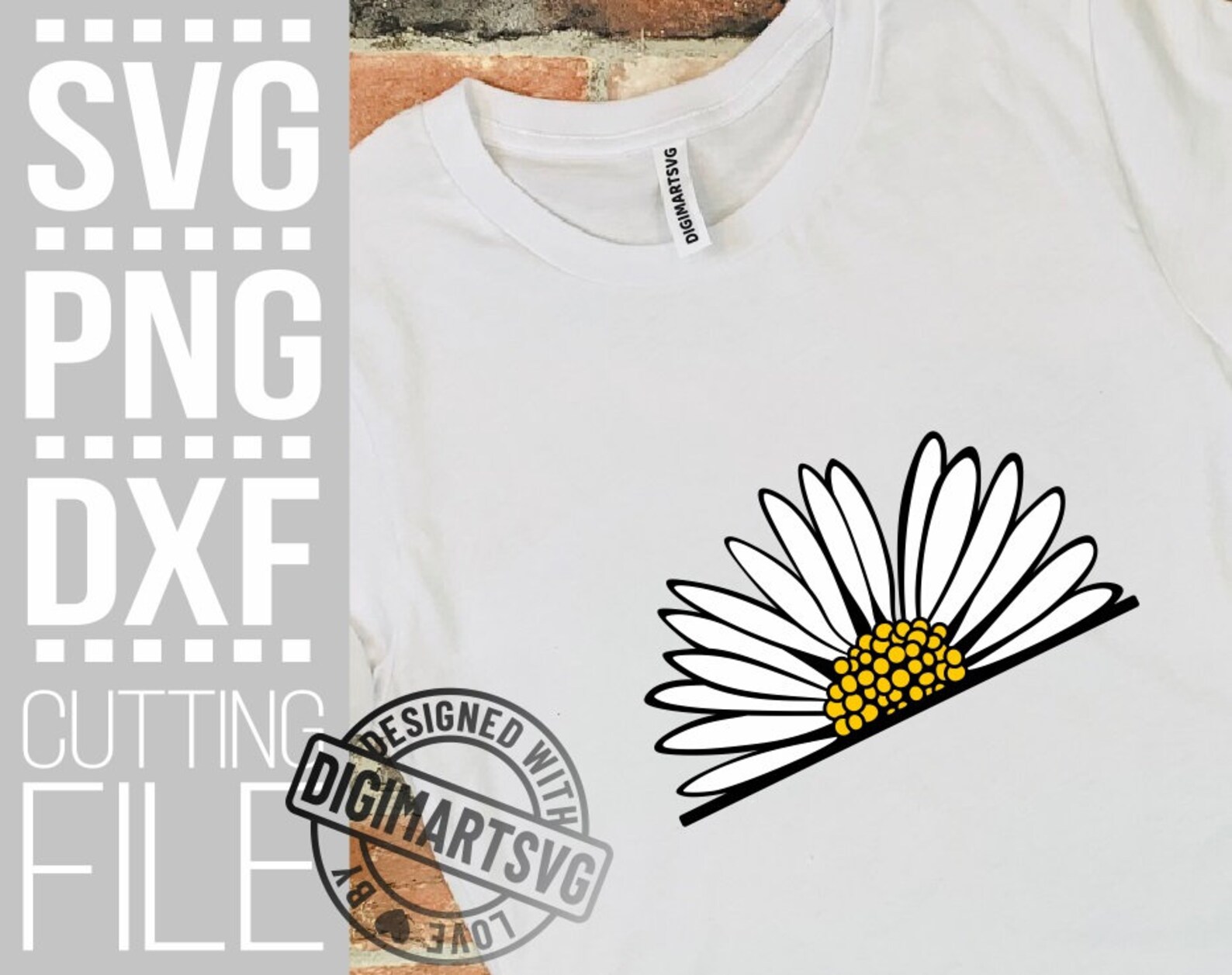 Half Daisy Svg Blumen svg Daisy svg Weiße Blume Frühling | Etsy