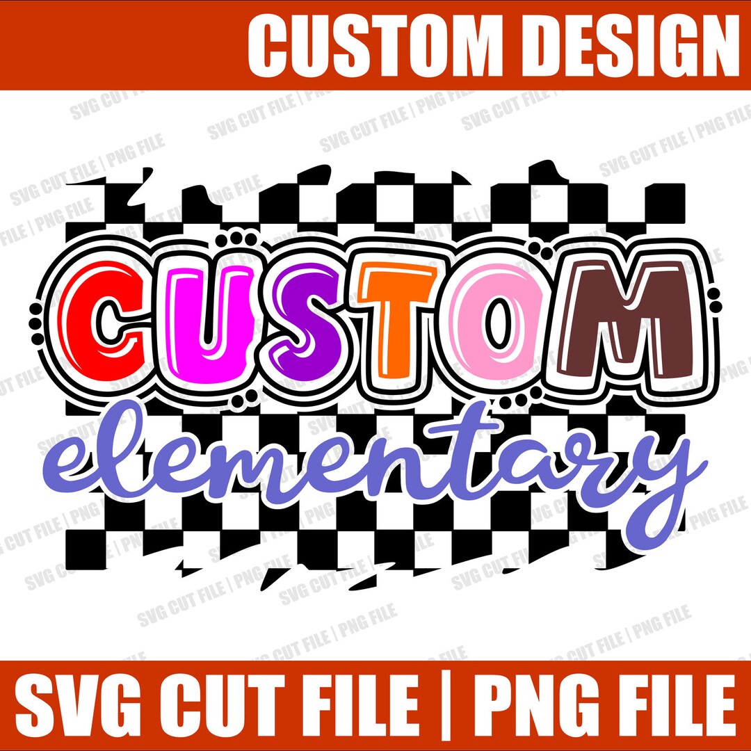 Custom Elementary School Svg, Retro Checkered SVG, Retro School Svg ...