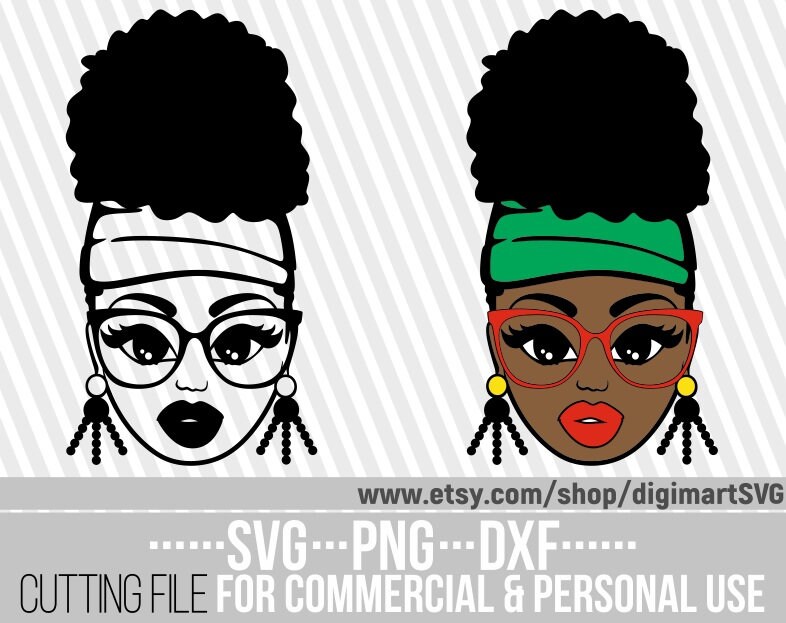 Woman in Bandana Svg Afro Girl Svg Black History Month | Etsy