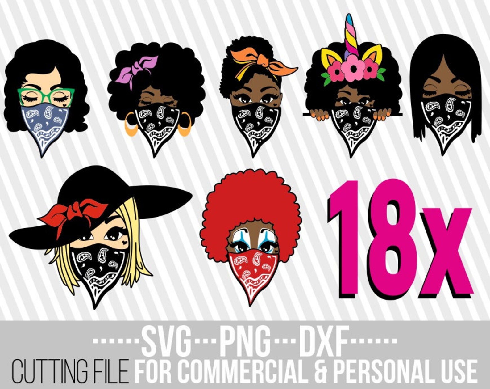 18x Amazing Girl With Bandana Bundle Svg Melanin Poppin - Etsy