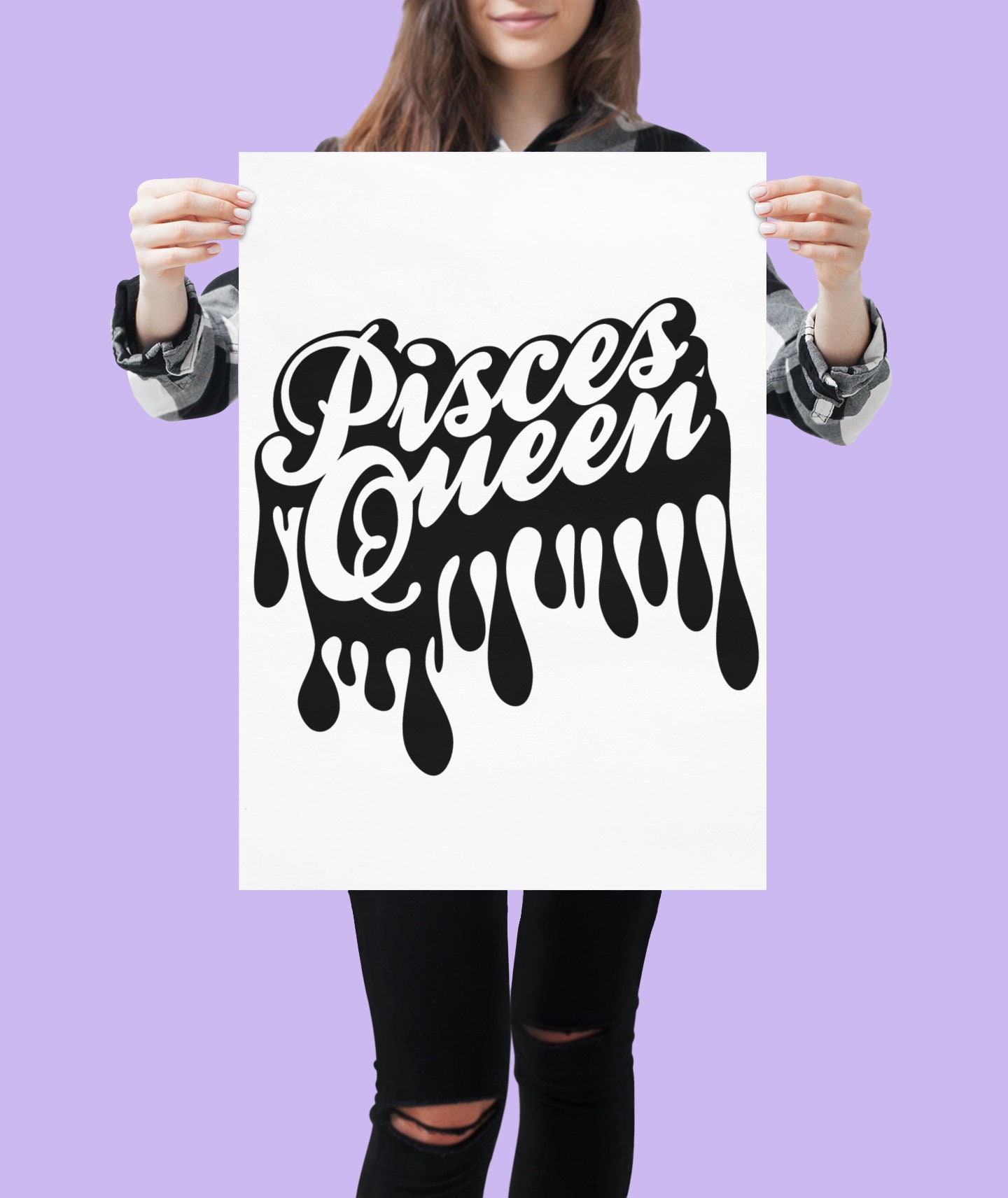 Pisces Queen Svg, Zodiac Sign Svg, Horoscope , Dripping Words, Black ...