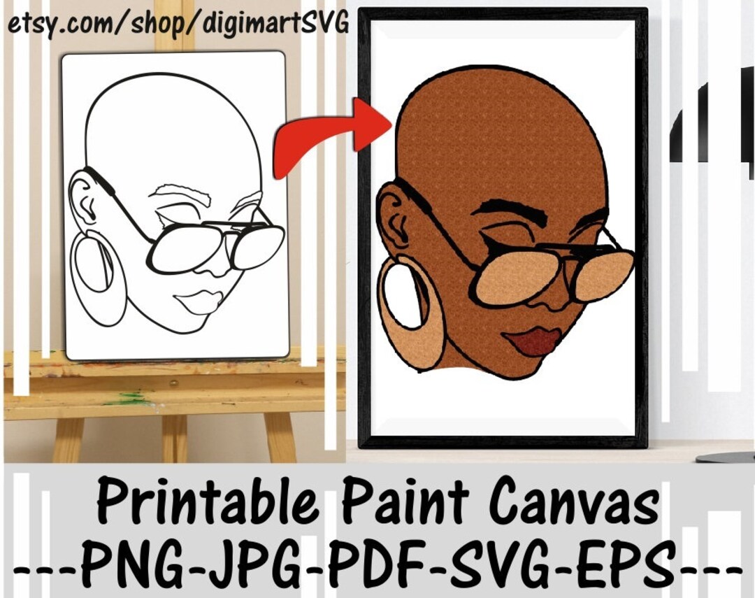 Bald Woman, Coloring Pages, Paint With A Twist, Printable Paint Canvas ...