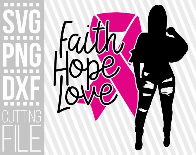 Faith Hope Love Svg Breast Cancer Pink Ribbon Svg Awareness - Etsy