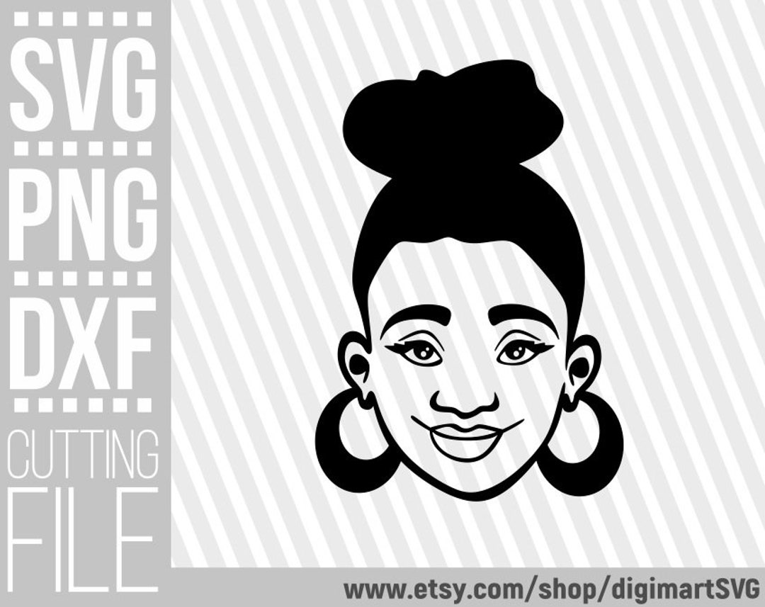 Black Woman In Messy Bun Svg Afro Woman Svg Black History Etsy