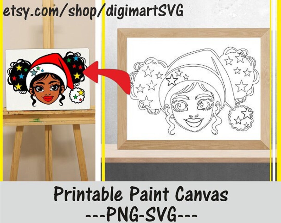 Black Girl Svg, Santa Girl PNG, Printable Santa Claus Coloring Pages ...