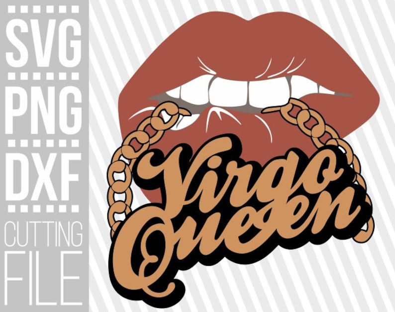 Virgo Queen Svg Gold Chain Svg Biting Lips Svg Zodiac Sign | Etsy